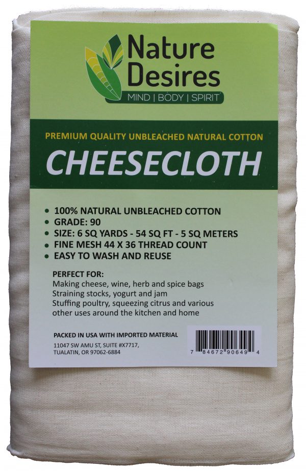 Cheesecloth :: Unbleached Grade 90 Natural Cotton Cheese Cloth – Nature ...